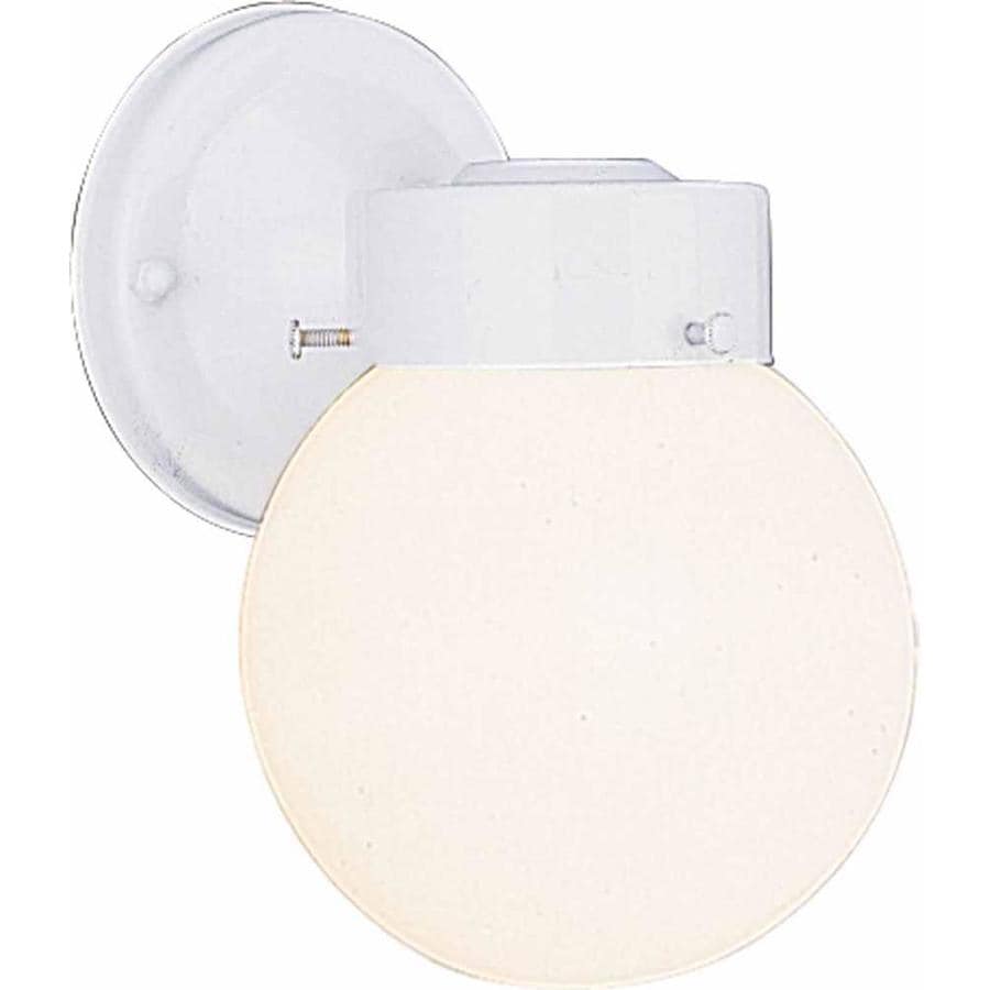 Volume International Globe 8.5-in H White Medium Base (E-26) Outdoor ...