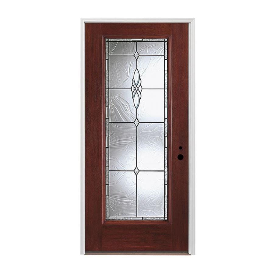 Pella Full Lite Left-Hand Inswing Prestained Red Mahogany Stained ...