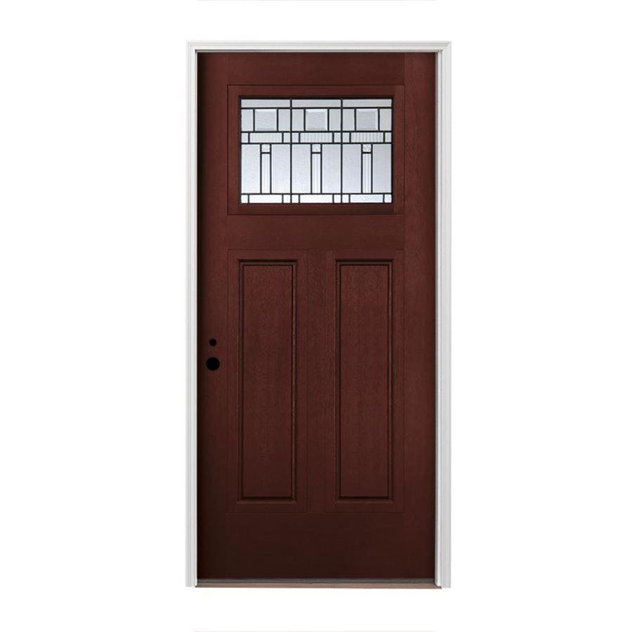 Pella Craftsman Right-Hand Inswing Prestained Red Mahogany Stained ...
