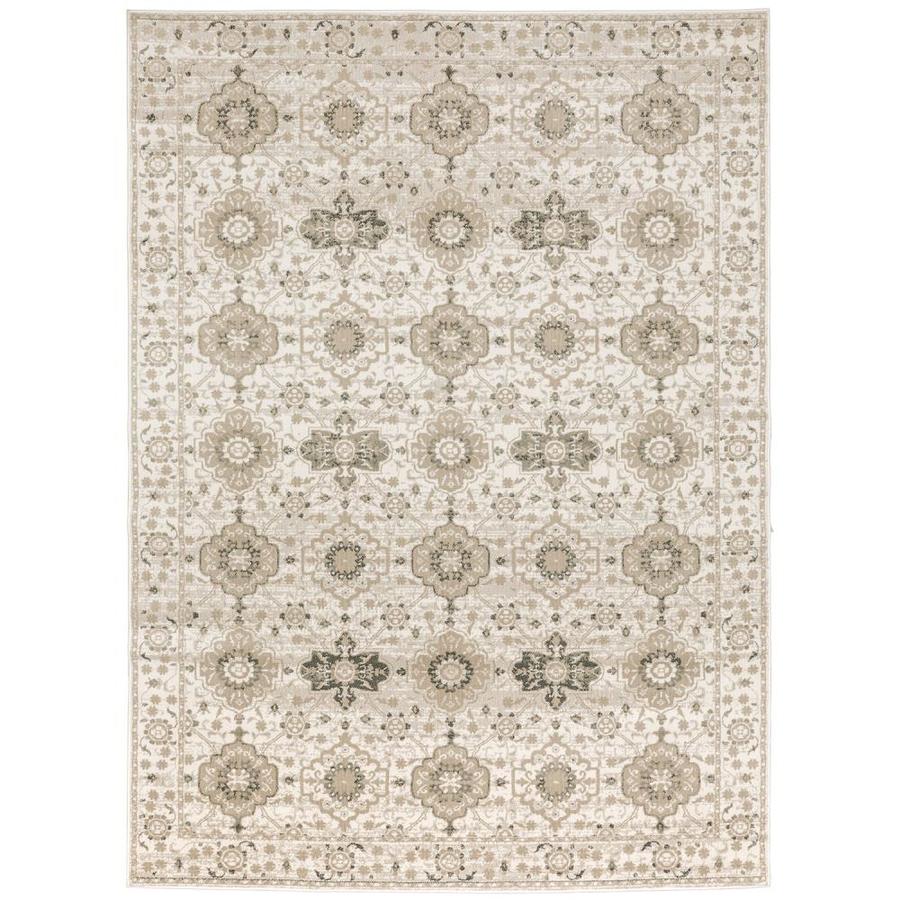 allen + roth Ashland 8 x 10 Ivory Indoor Medallion Oriental Area Rug in ...