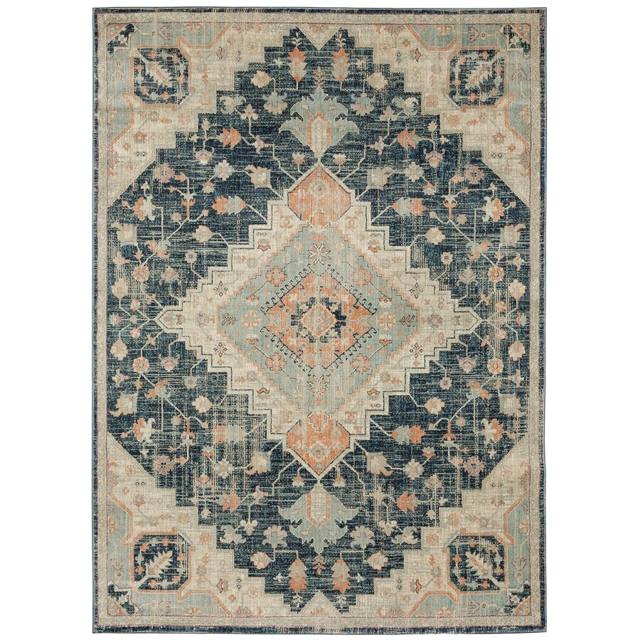 allen + roth Ellaria 8 x 10 Blue Indoor Distressed/Overdyed Area Rug in ...