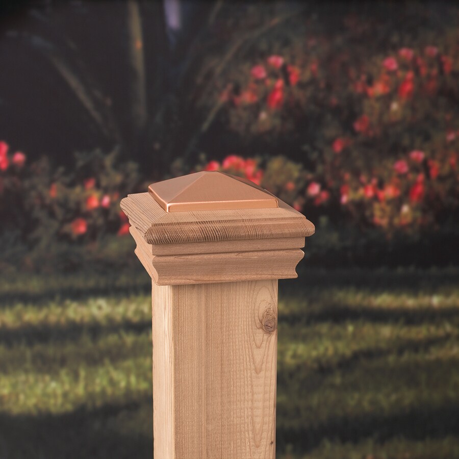 Deckorators 4-in x 4-in Newport High Top Unlit Redwood Deck Post Cap in ...