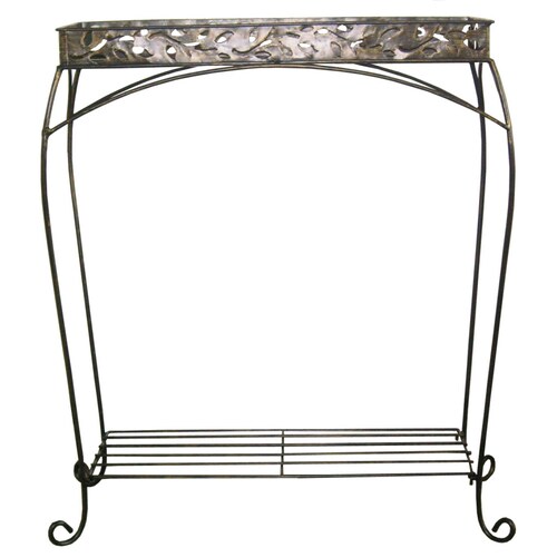 Garden Treasures 30-in Plant Stand Cabin Leaf Trough 2-Tier Plant Stand ...