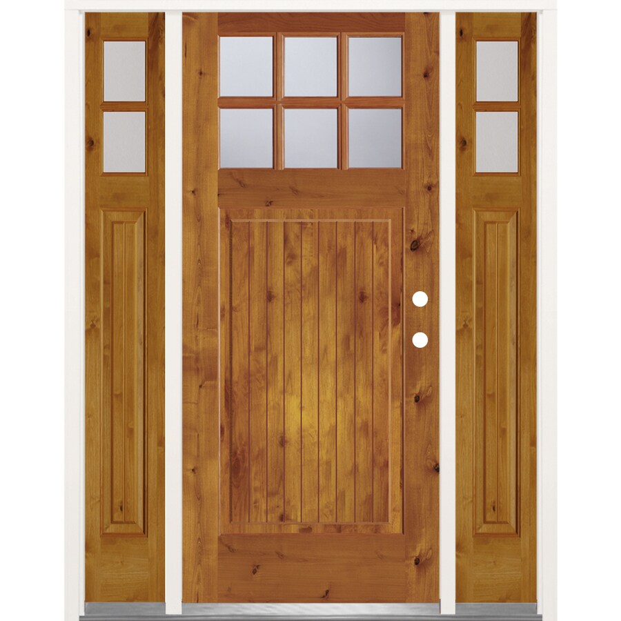 SIMPSON 1/4 Lite Clear Glass Left-Hand Inswing Brown Wood Prehung Entry ...