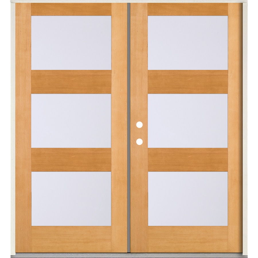 SIMPSON Full Lite Frosted Glass Right-Hand Inswing Brown Wood Prehung ...