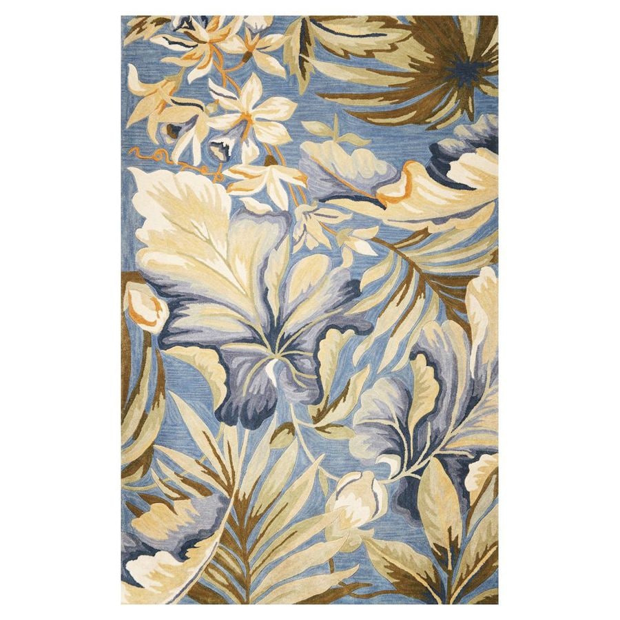 KAS Rugs Floral Trends 5 x 8 Wool Blue Floral Area Rug at Lowes.com