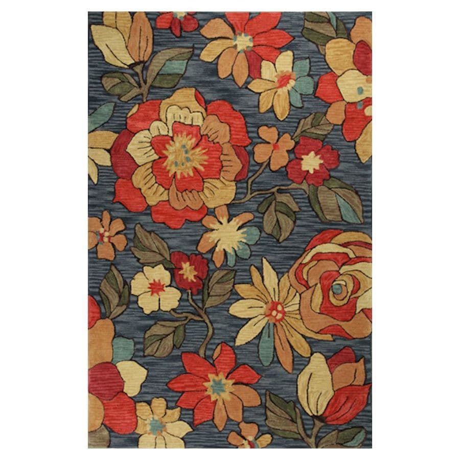 KAS Rugs Textured Fashion 5 x 8 Blue Floral Area Rug at Lowes.com