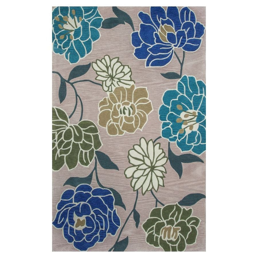 KAS Rugs Elegant Transitions 5 x 8 Beige/Blue Floral Area Rug at Lowes.com