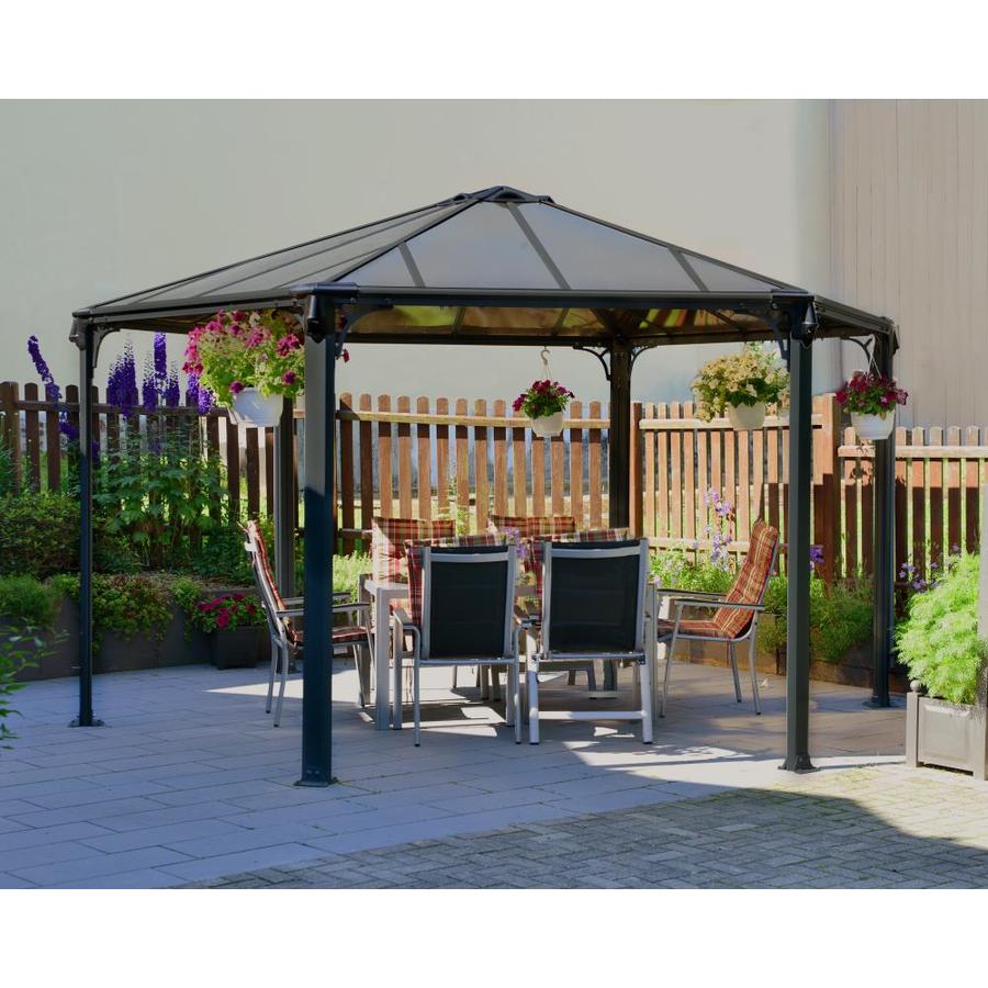 Palram Monaco Gazebo Gray Structure/Bronze Panels Plastic Hexagon ...