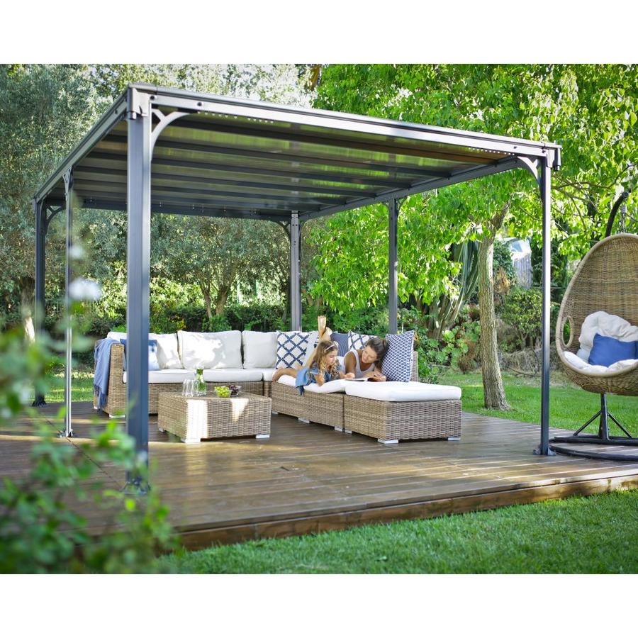 Palram Milano Gazebo Gray Structure/Bronze Panels Plastic Rectangle ...