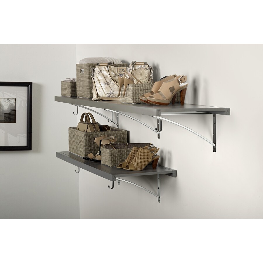 allen + roth 72-in W x 16-in D Antique Gray Wood Closet Shelf Kit in ...