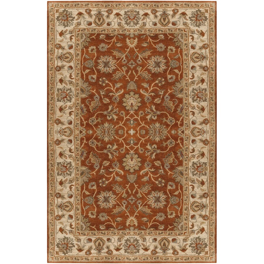 Artistic Weavers Eastbourne 5 x 8 Wool Orange Floral Area Rug in the ...