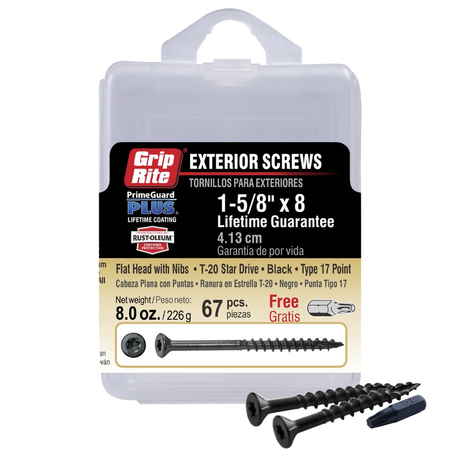 Grip-Rite PrimeGuard Plus 8 x 1-5/8-in Polymer Deck Screws (67-Count ...