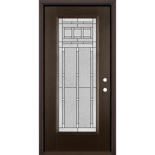 Masonite Craftsman Full Lite Decorative Glass Left-Hand Inswing Walnut ...