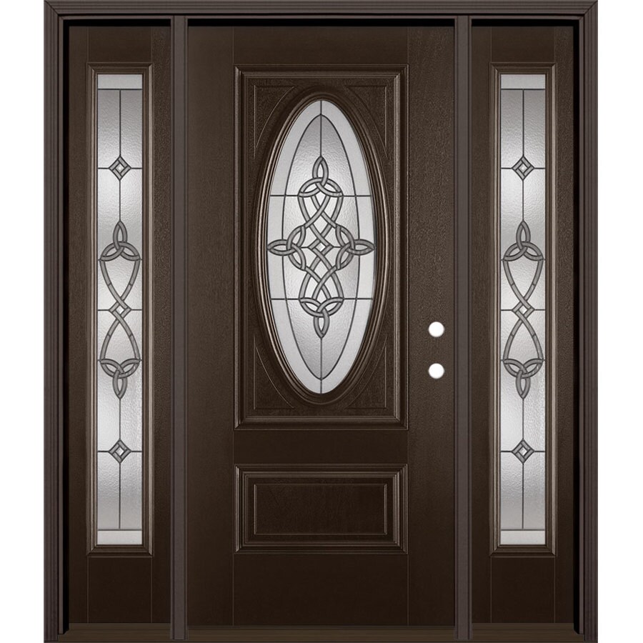 Masonite Dylan Oval Lite Decorative Glass Left-Hand Inswing Walnut ...