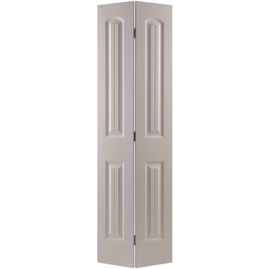 Masonite Cheyenne 24-in x 80-in Driftwood 2-Panel Round Top Plank ...