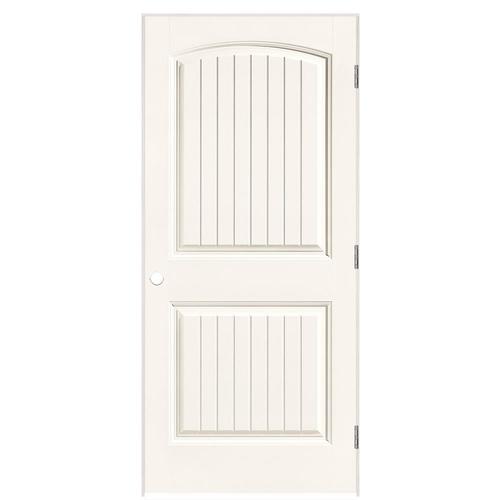 Masonite Cheyenne 36-in x 80-in White 2-Panel Round Top Plank Solid ...