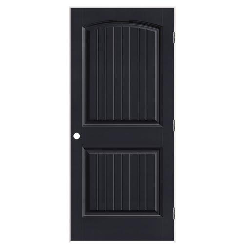 Masonite Cheyenne 36-in x 80-in Midnight 2-Panel Round Top Plank Solid ...