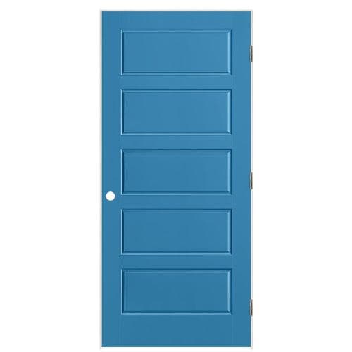 Masonite Riverside 36-in x 80-in Blue Heron 5-Panel Equal Solid Core ...