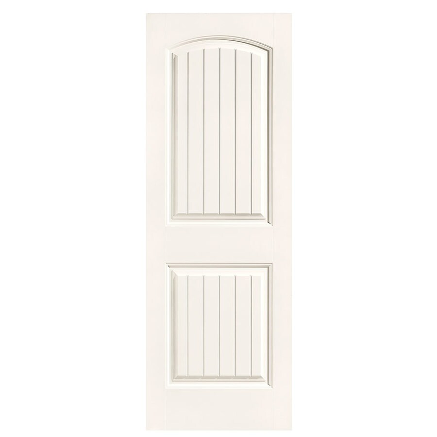 Masonite Cheyenne 28-in x 80-in White 2-Panel Round Top Plank Solid ...