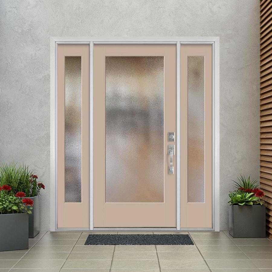 Masonite 64-in x 80-in Full Lite Clear Glass Left-Hand Inswing Sandy ...