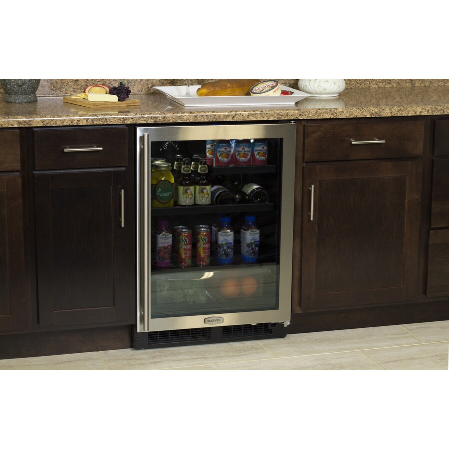 MARVEL 23.875-in W Stainless Steel Beverage Refrigerator with Glass ...