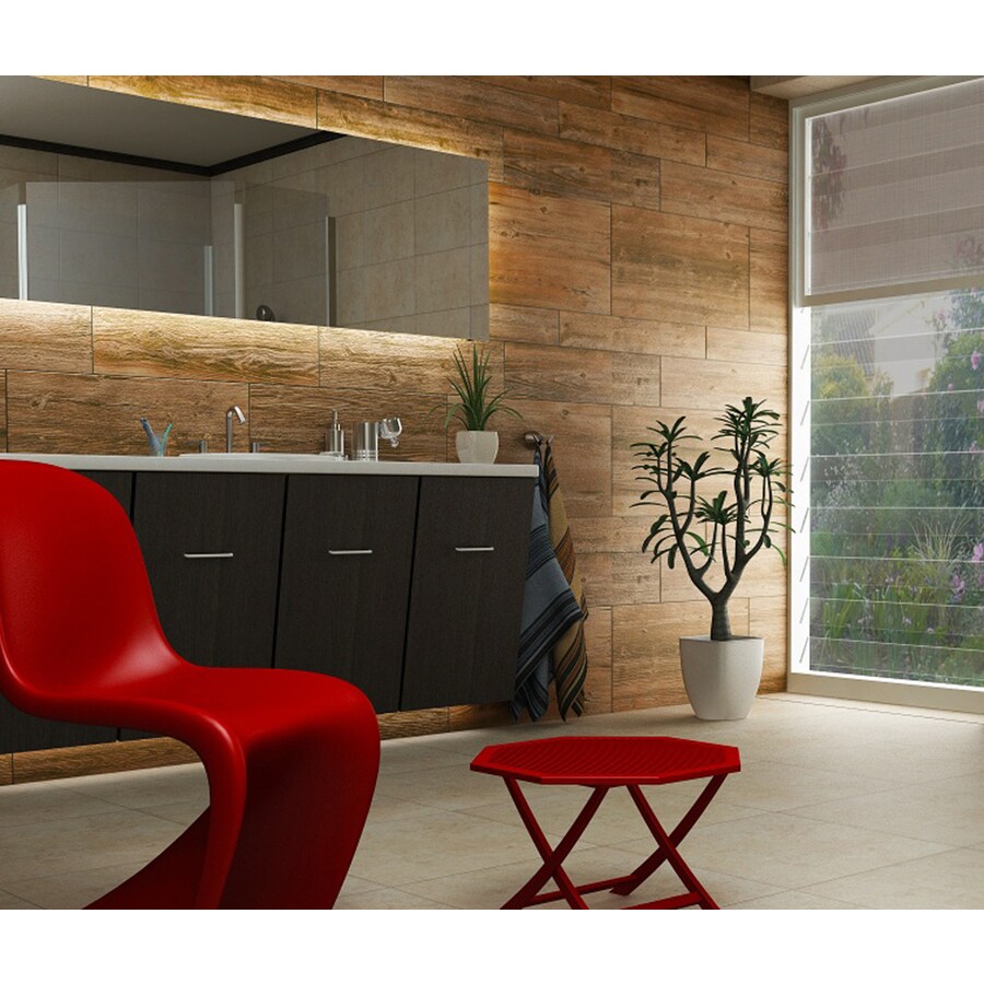 Interceramic Sunwood 9-Pack Cowboy Brown Wood Look Ceramic Floor Tile ...