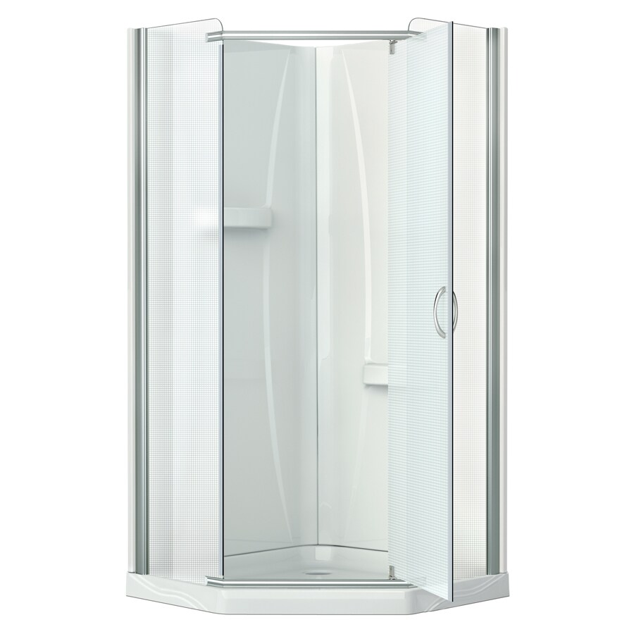 Aciflex 76"H x 38"W x 38"L Chrome Round Corner Shower Kit with Chrome ...