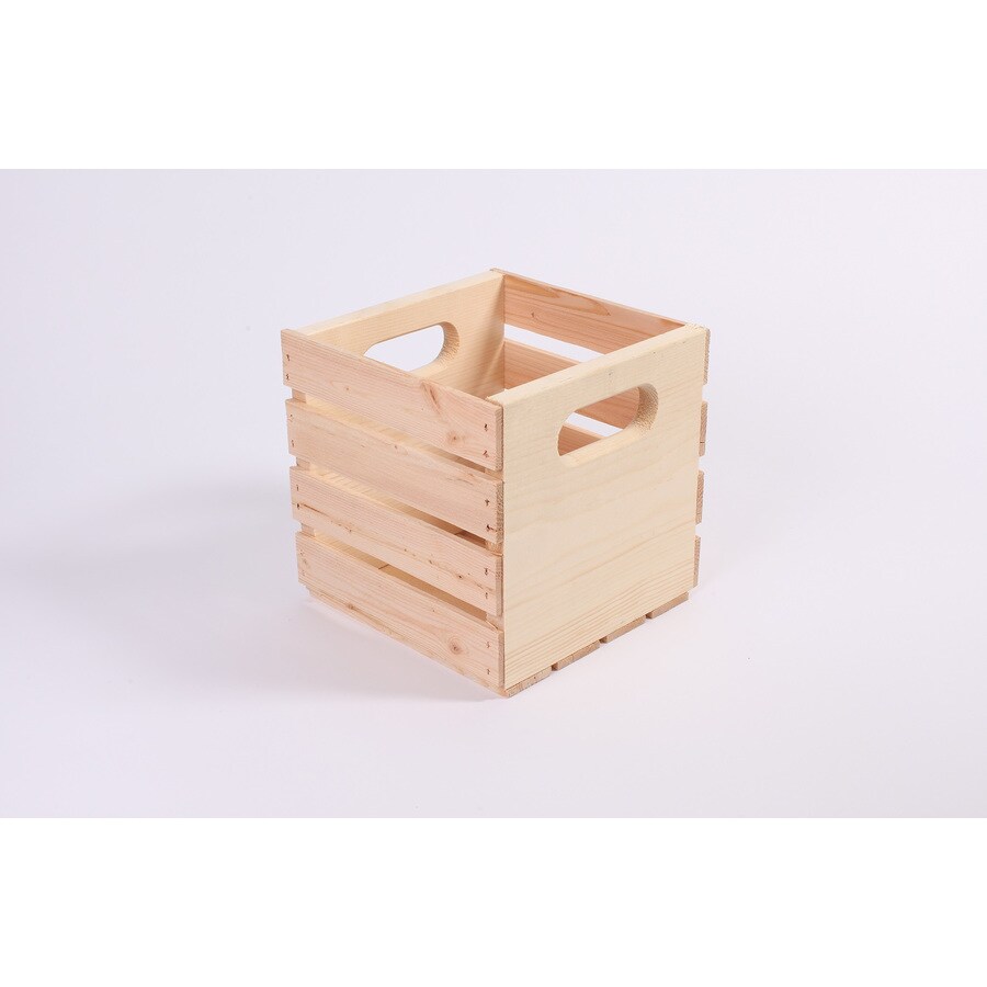 allen + roth 10.5-in W x 9.5-in H x 10.5-in D Tan/Natural Wood ...