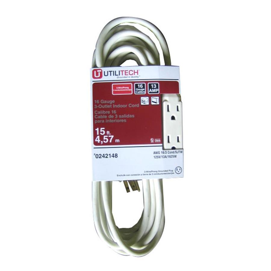 Utilitech 15-ft 16/3 3-Prong Indoor Sjt Light Duty General Extension ...