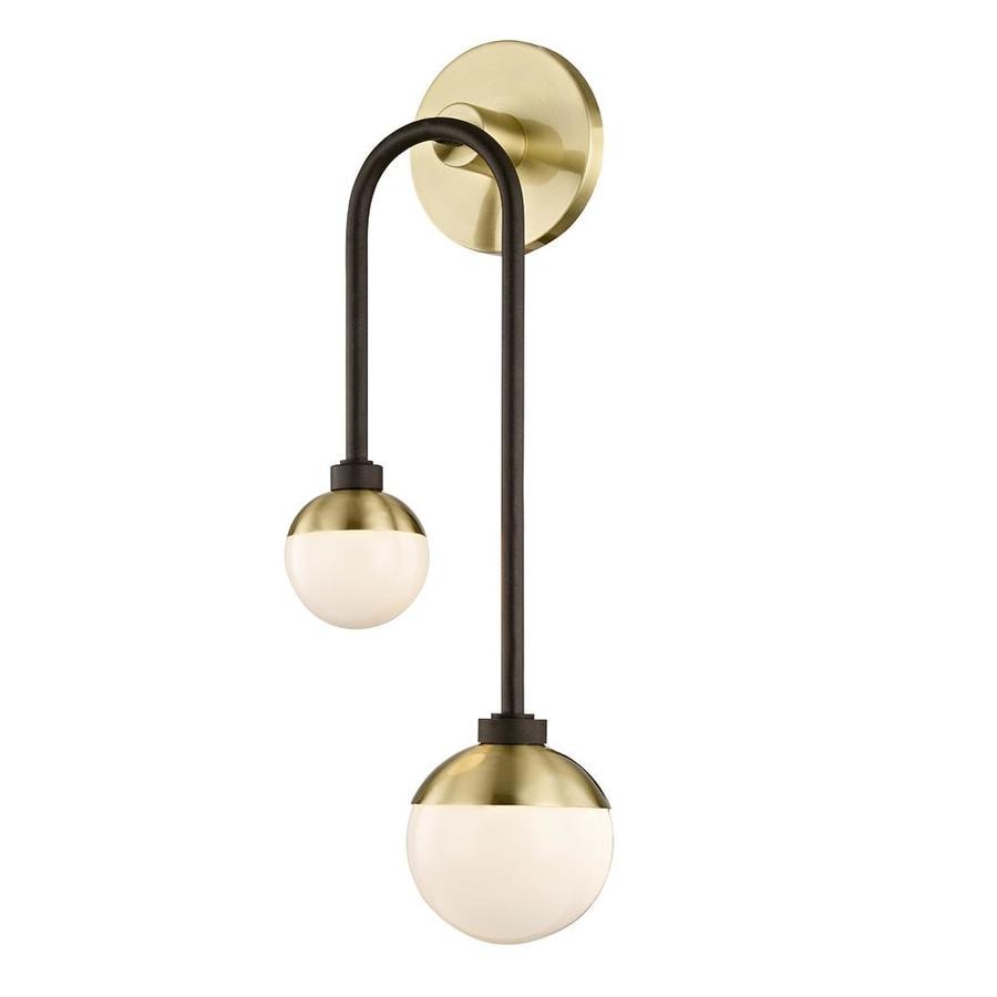 Allen + roth Hipster 7.88-in W 2-Light Bronze/Brass Transitional Wall ...