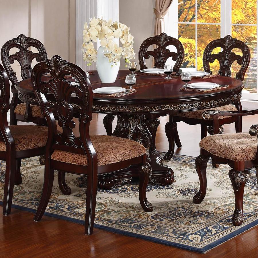 Homelegance Deryn Park Warm Cherry Composite Round Extending Dining ...
