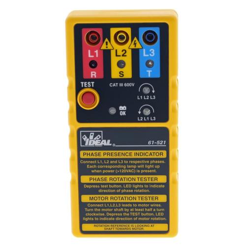 IDEAL 3-Phase/motor rotation tester Analog 600-Volt Voltage Meter in ...