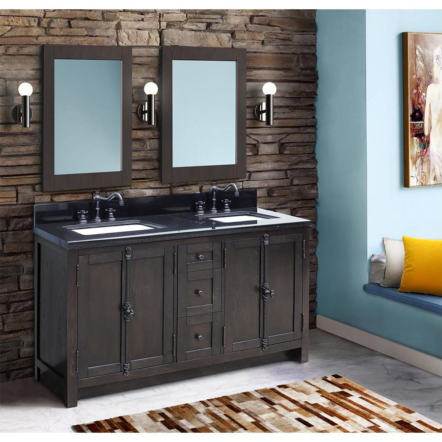 Bellaterra Home LV0100-55-BA-BG Double Vanity 55-in Brown Ash ...