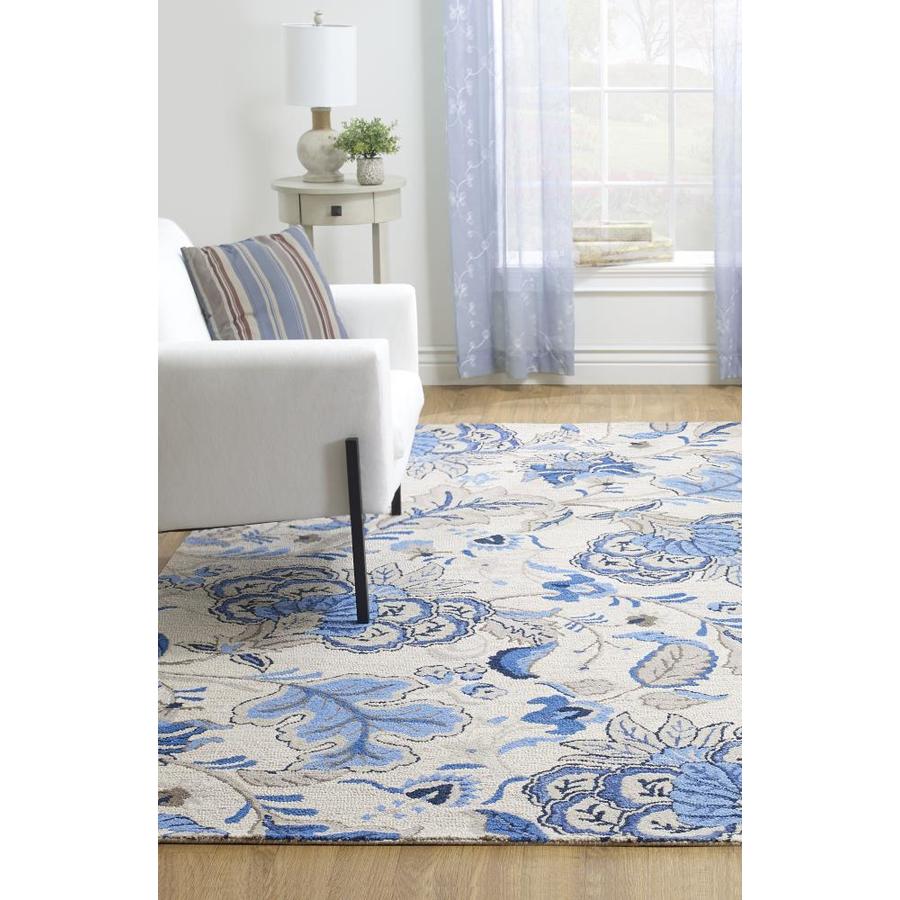 allen + roth 6 x 9 Blue Indoor Geometric Handcrafted Area Rug in the ...