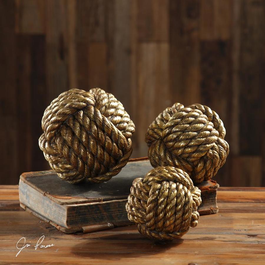 Global Direct Set of 3 Metallic Gold Coiled Rope Spheres at Lowes.com