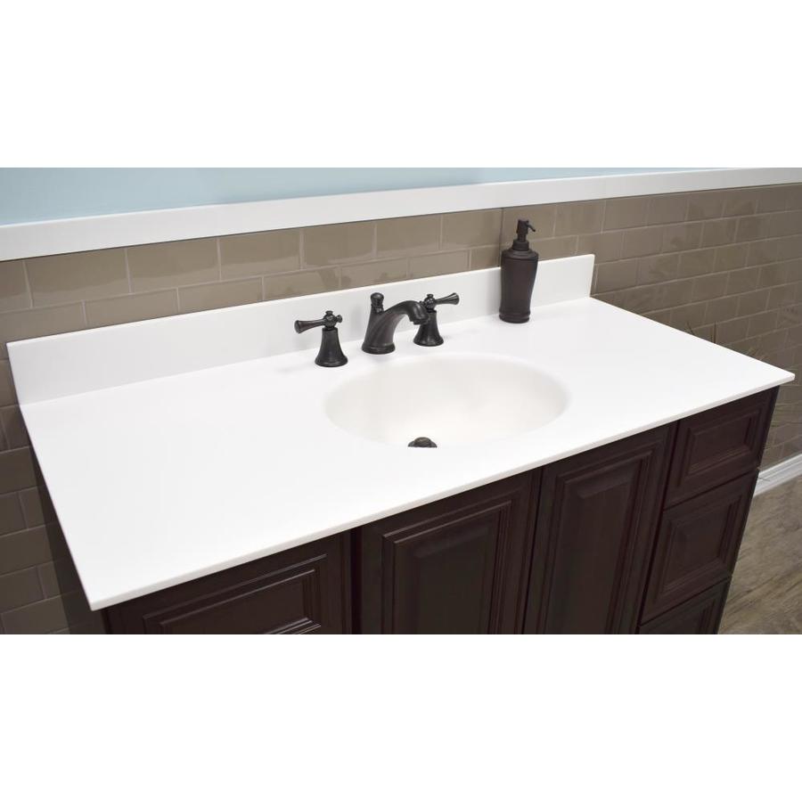US Marble EC Polar Solid Surface Integral Single Sink Bathroom Vanity ...