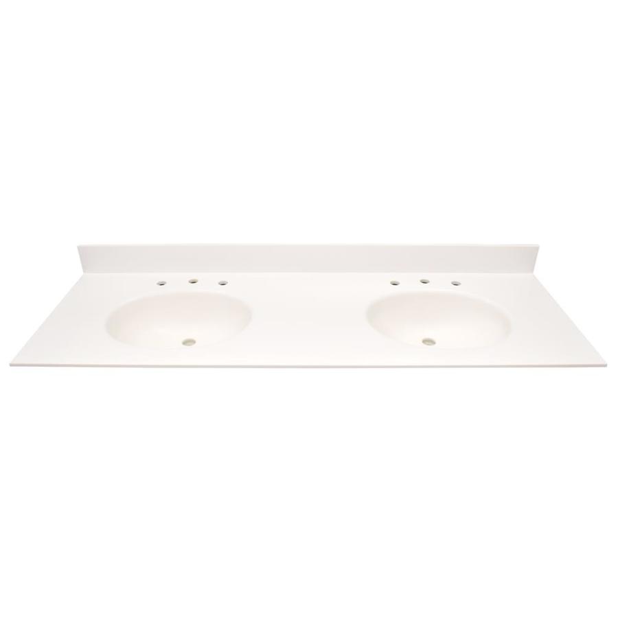 US Marble EC Polar Solid Surface Integral Double Sink Bathroom Vanity ...