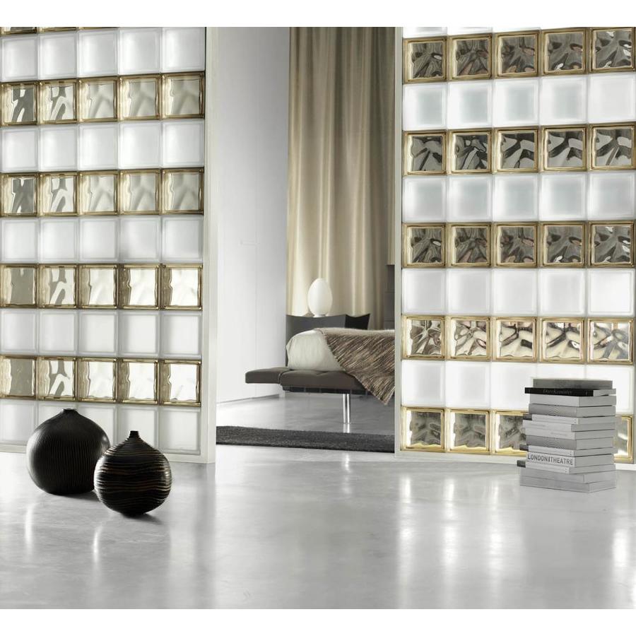 Design It Pegasus Siena Bullnose Wave Glass Block (8-in H x 8-in W x 3 ...