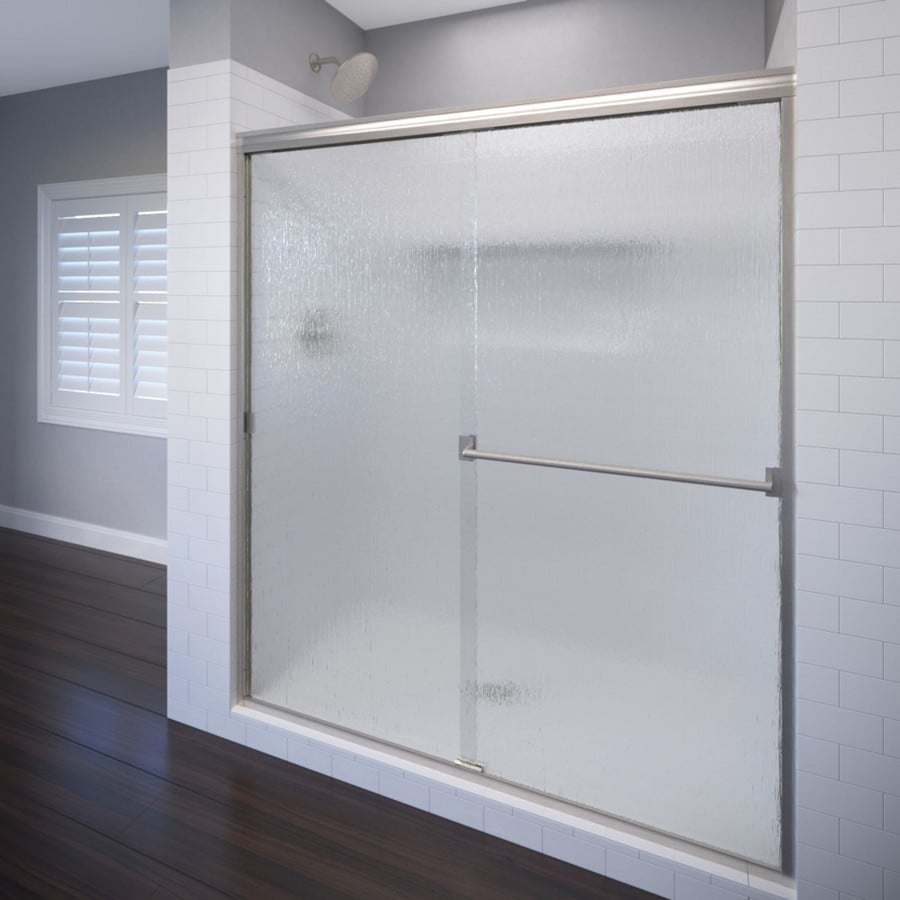 Basco Classic 40 In To 44 In W Semi Frameless Bypass Sliding Brushed