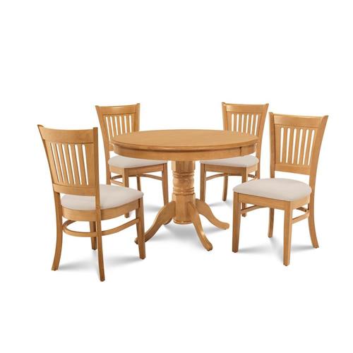 M&D Furniture Brookline Oak Dining Set with Round Dining Table in the ...