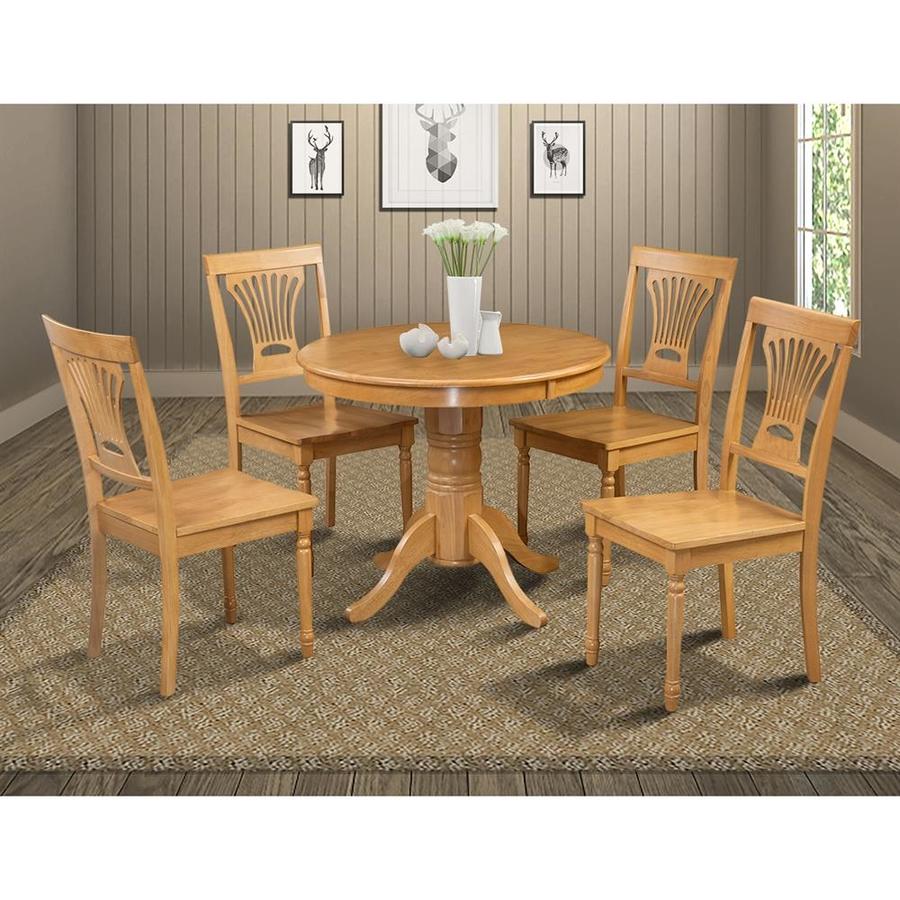 M&D Furniture Brookline Oak Dining Room Set with Round Table in the ...