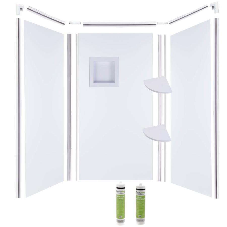 Bella CORE White White Panel Kit Shower Wall Surround (48-in x 48-in ...