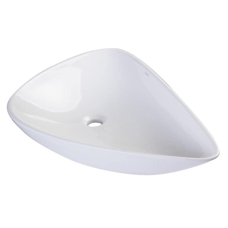 EAGO White Porcelain Vessel Triangular Bathroom Sink (26.75-in x 17.75 ...