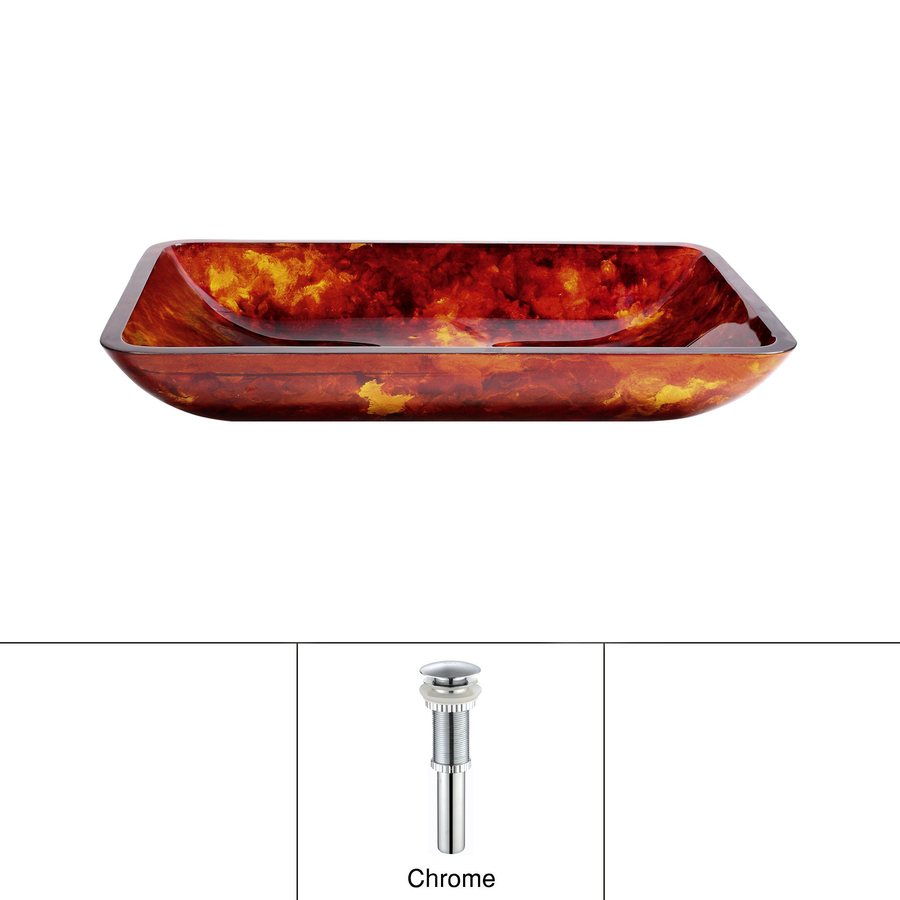 Kraus Fire Opal Tempered Glass Above Counter Topmount Rectangular Bath ...
