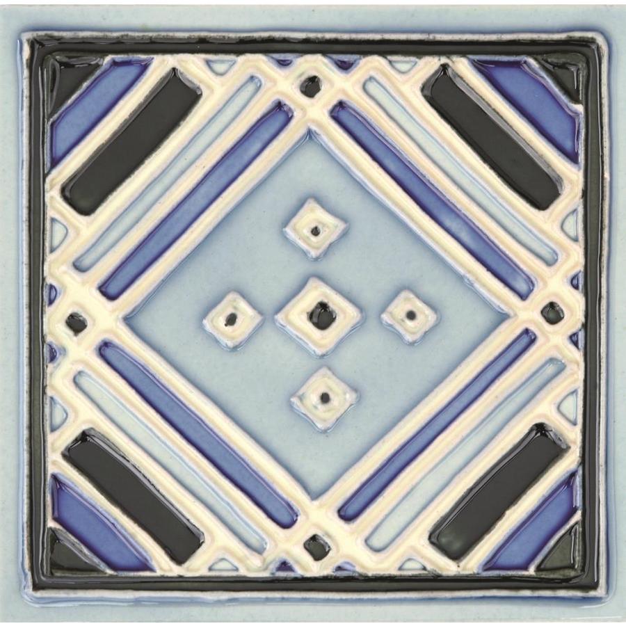 Solistone Hand-Painted Ceramic 10-Pack Aztec Blue 6-in x 6-in Glazed ...