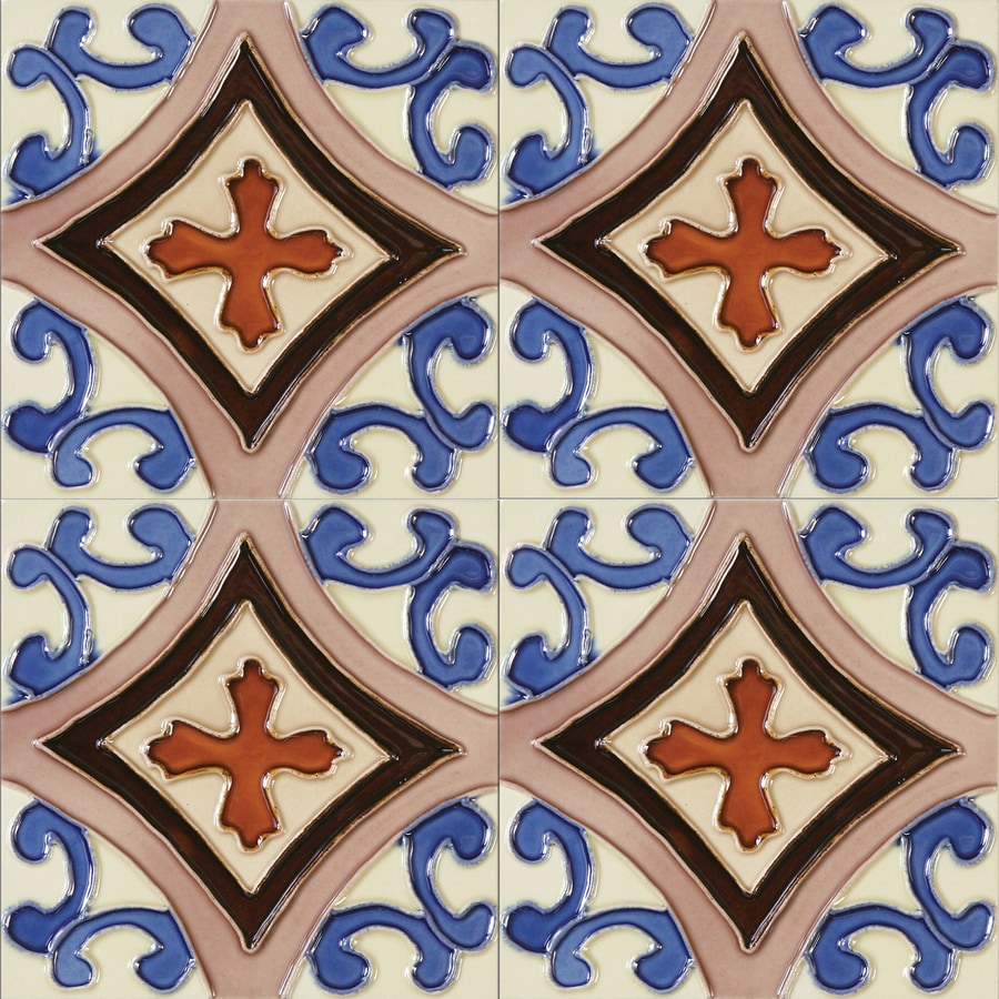 Solistone Hand-Painted Ceramic Trebol Glazed Ceramic Tile (2.5-sq. ft ...
