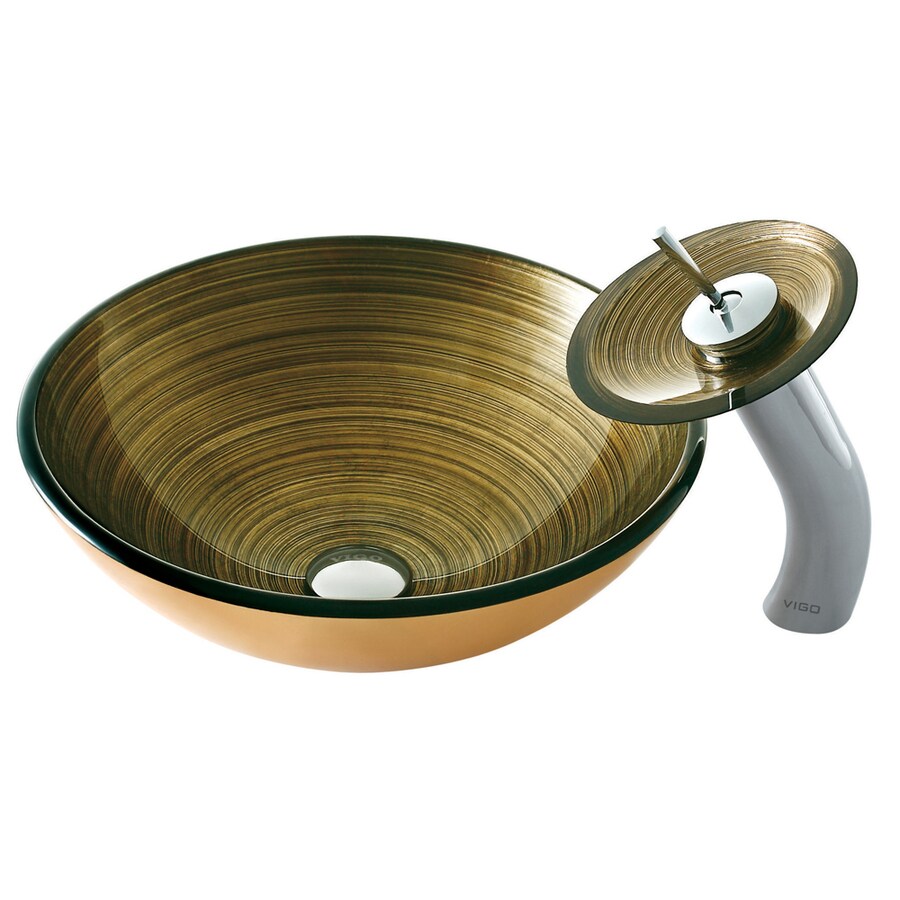 VIGO Brown Glass Topmount Round Bathroom Sink (Drain Included) at Lowes.com