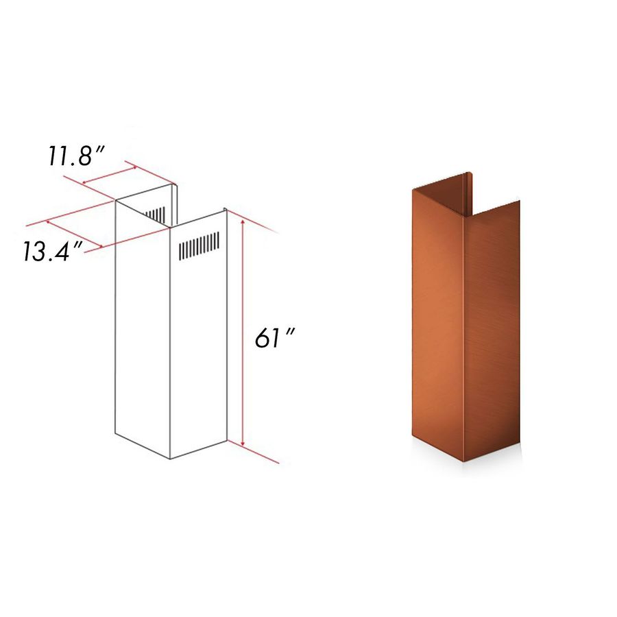 ZLINE KITCHEN & BATH ZLINE 61 in. Extended Chimney and Crown (8667C-E ...