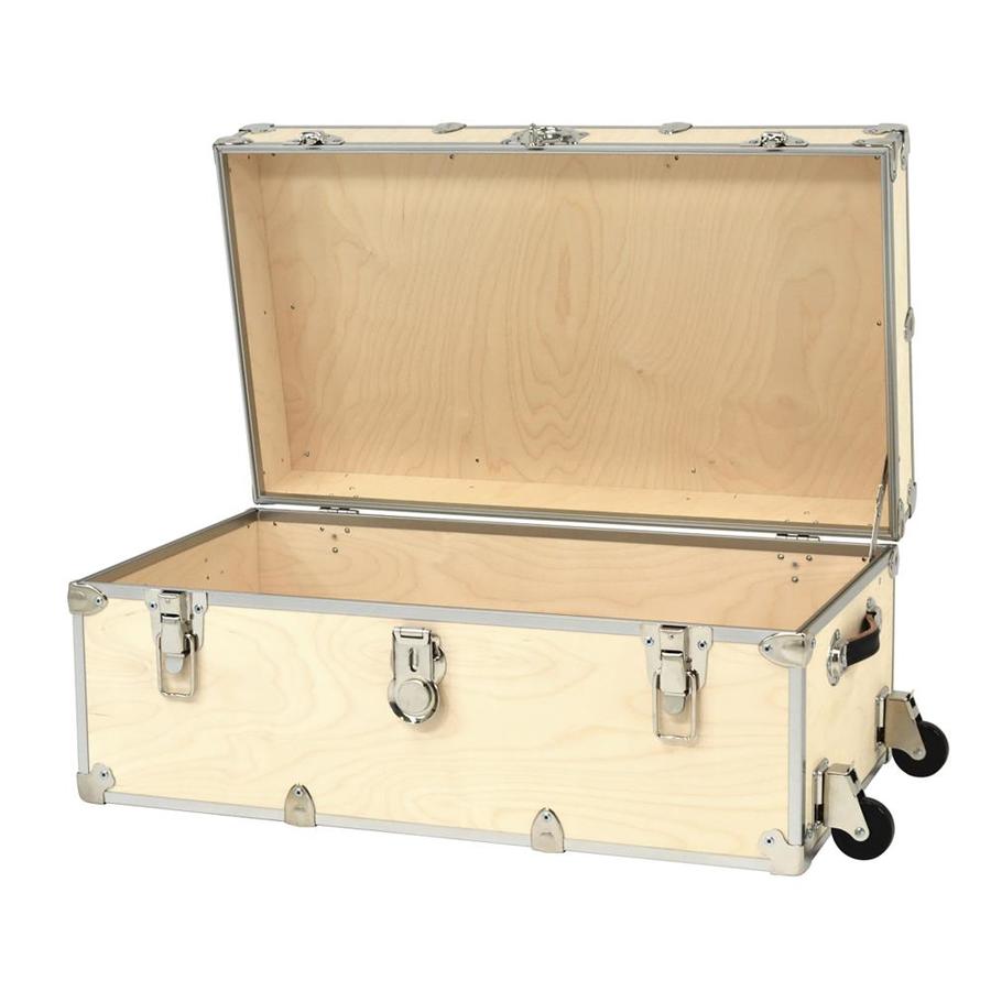 Rhino Trunk and Case 31-Gallon Natural Wheeled Wood Storage Trunk in ...